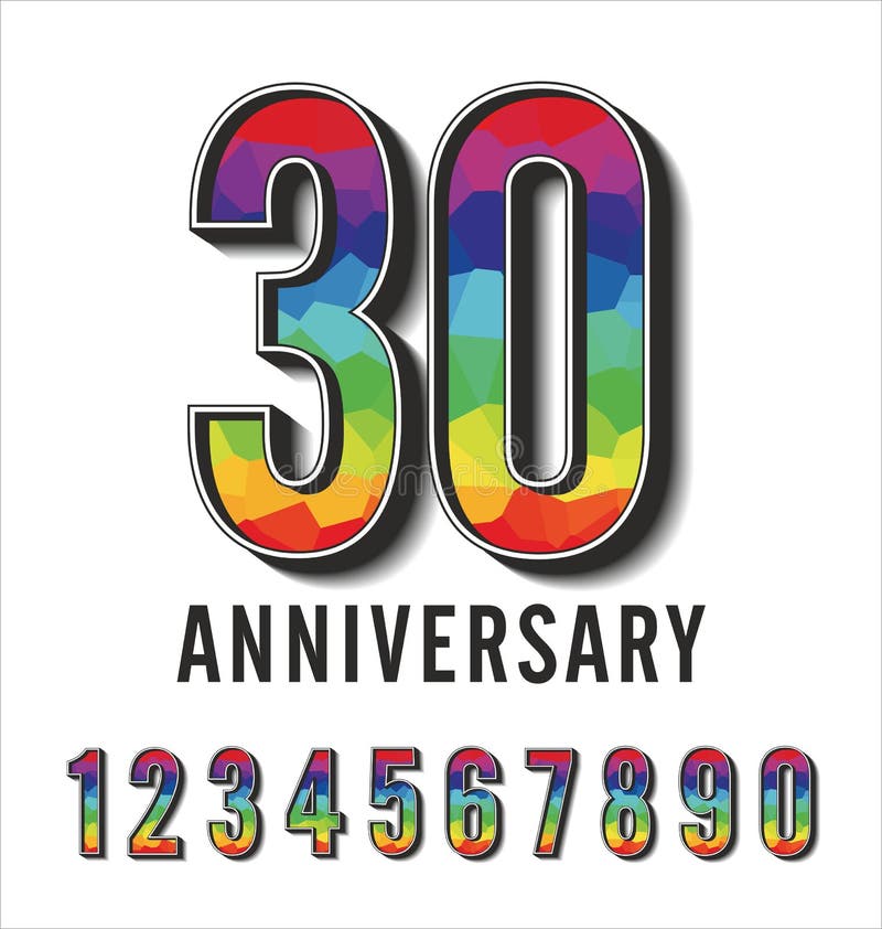 Colorful Polygonal Numbers Anniversary Collection Stock Vector ...