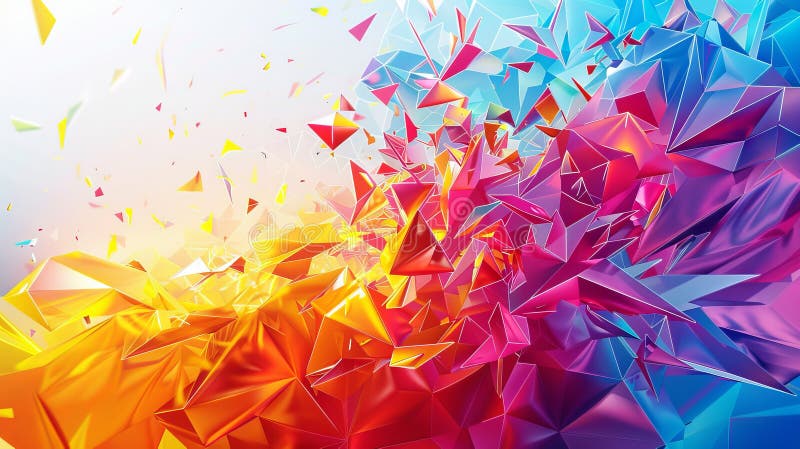 Colorful Polygonal Patterns Creating Dynamic Backdrops Against White ...