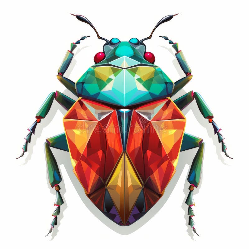 Colorful Polygonal Triangle Insect Vector Illustration in the Style of ...