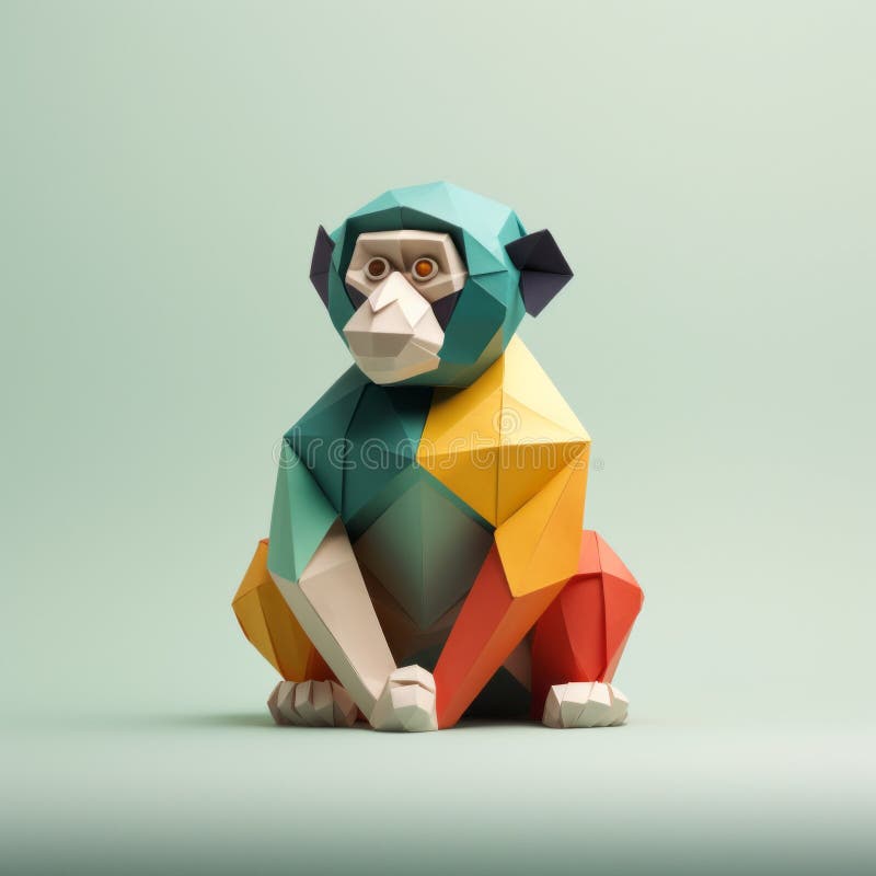 Colorful Polygons: a Playful Minimalist Composition of a 3d Monkey ...