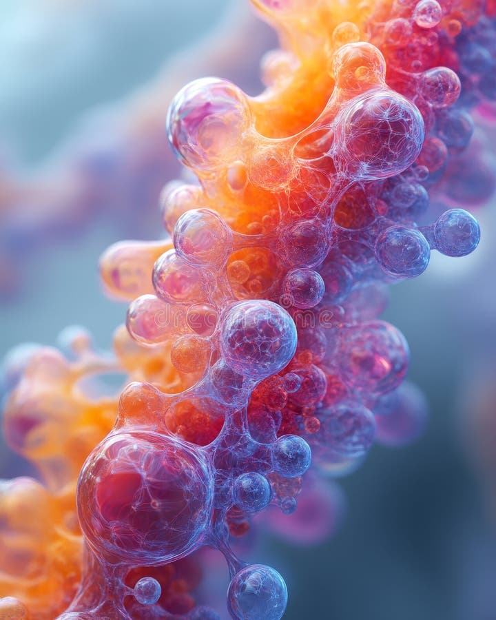 Colorful Polymer Chain with Bubbles and Vibrant Textures Stock ...