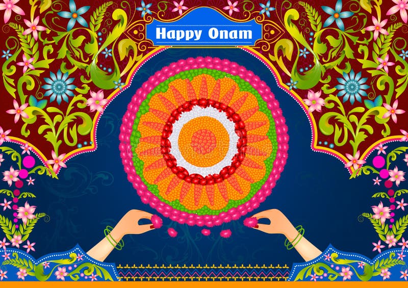 Colorful Pookalam Flower Rangoli for Happy Onam Stock Vector ...
