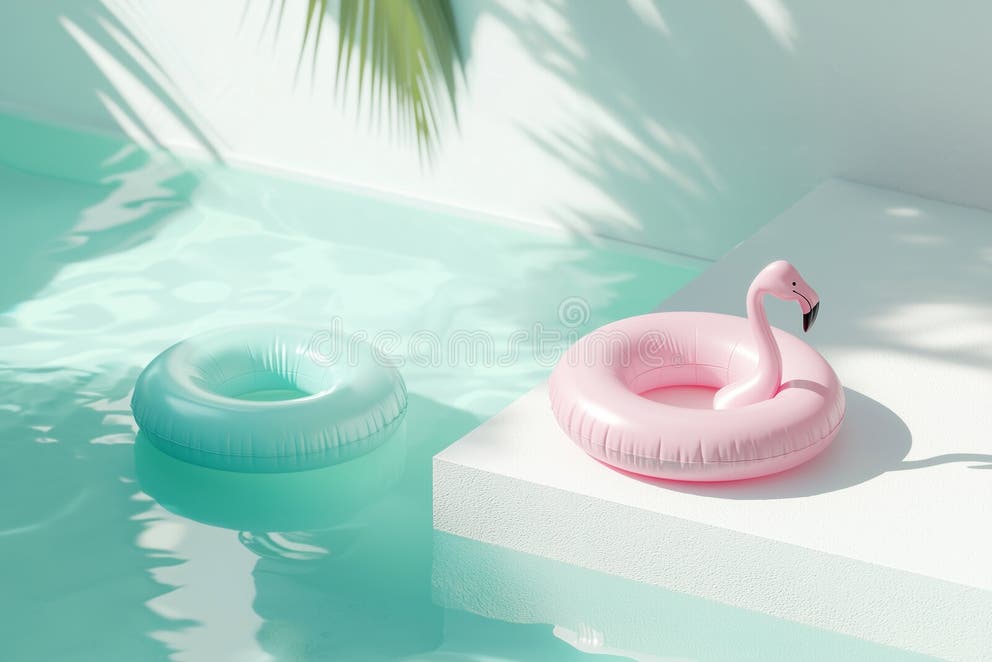 Colorful Pool Floaties in Tranquil Setting Stock Illustration ...