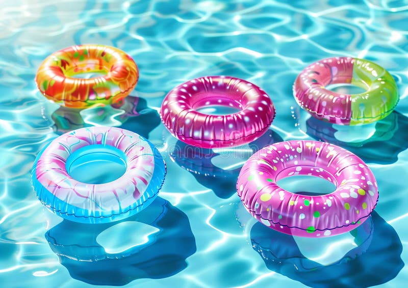 Colorful Pool Floats on Sparkling Water Stock Photo - Image of holiday ...