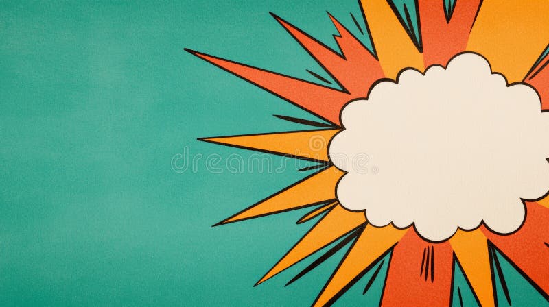 Colorful Pop Art Burst with Halftone Elements and Empty Speech Bubble ...