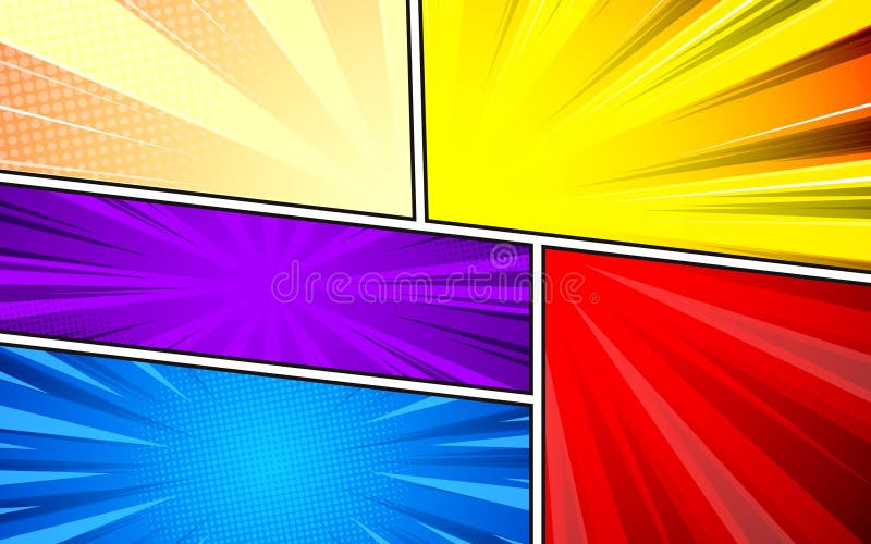 Colorful Pop Art Comic Panel Design Background. Vector Illustration ...