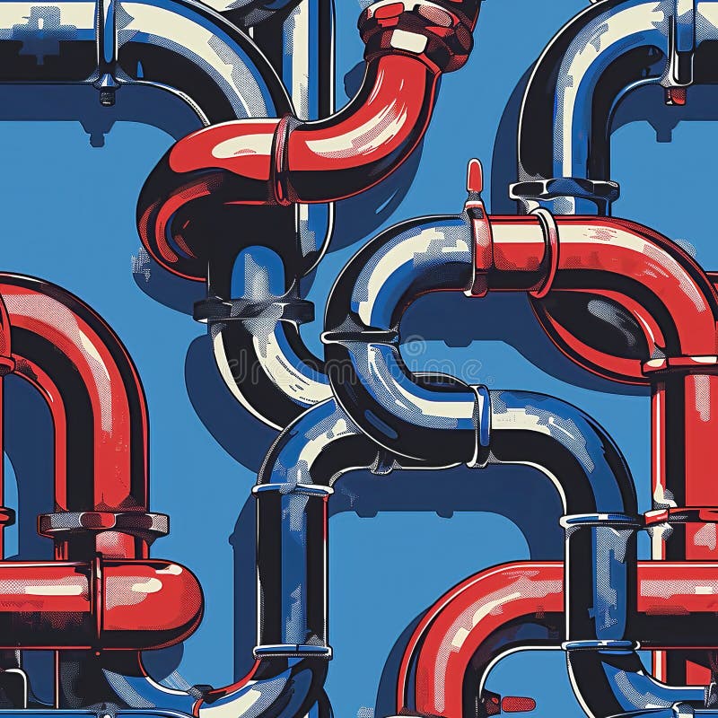 Colorful Pop Art Pattern of Industrial Plumbing Pipes. Stock ...