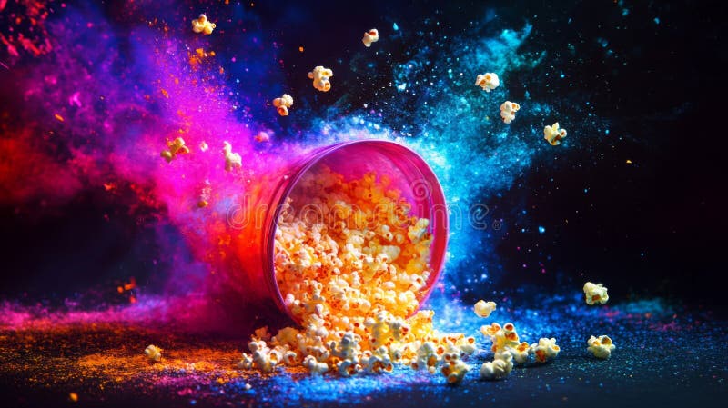 Popcorn Explosion, Generated Ai Image Stock Illustration - Illustration ...