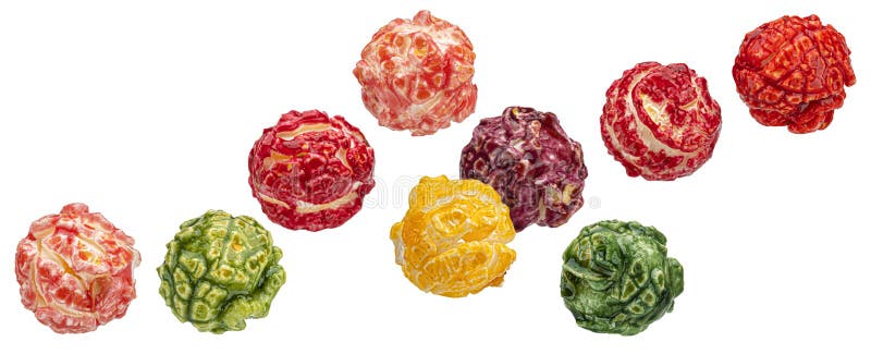 Falling Colorful Corn Rings Isolated on White Background Stock Photo ...