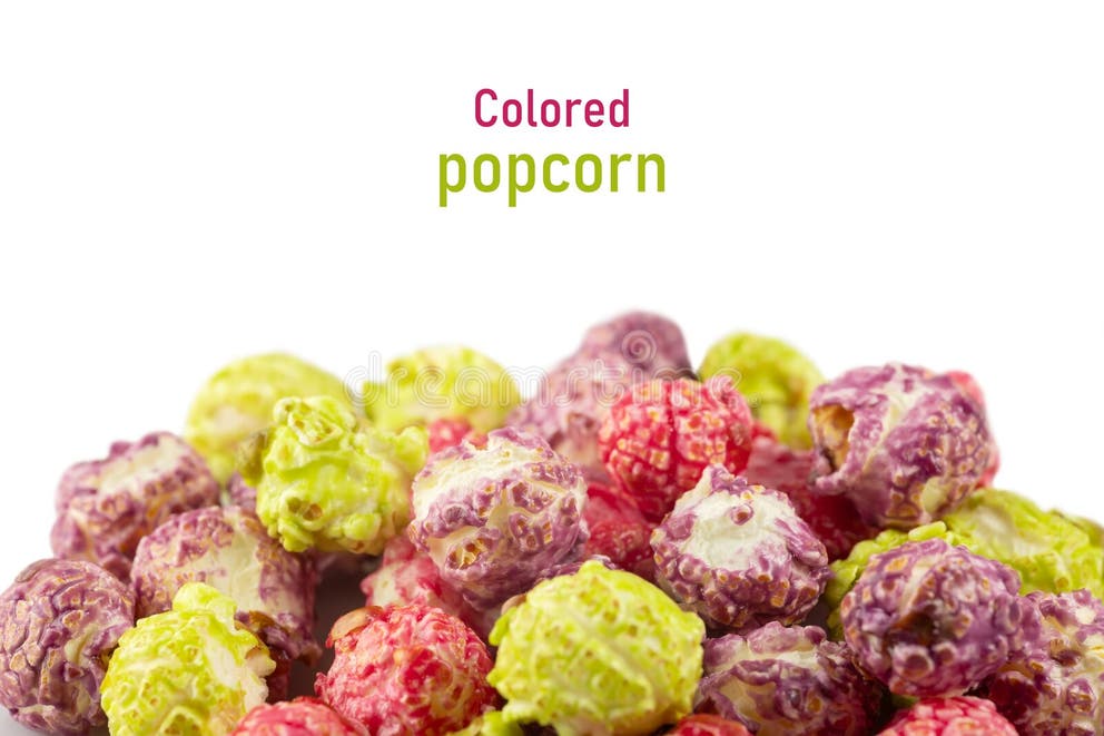 Colorful Popcorn on White Background Close Up Stock Image - Image of ...