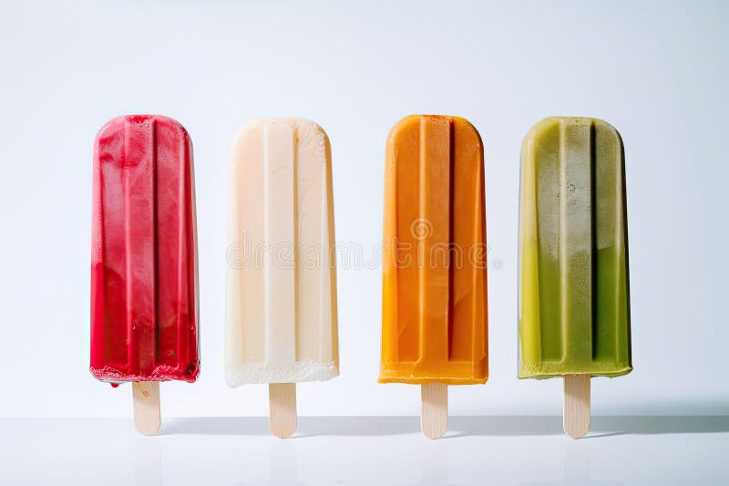 Colorful Popsicle Displayed Against a Plain White Backdrop, Generative ...