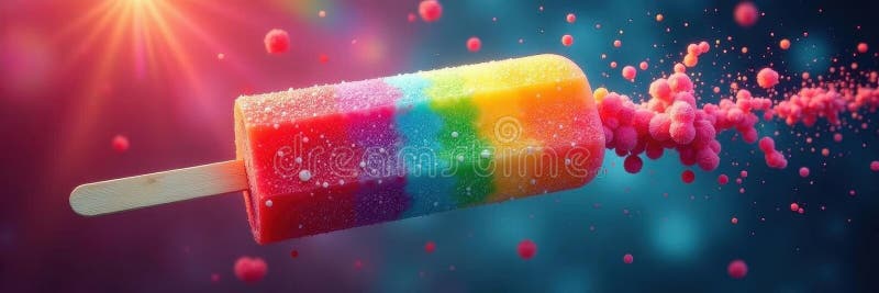 Colorful Popsicle Exploding with Rainbow Rays, Backdrop, Delicious ...