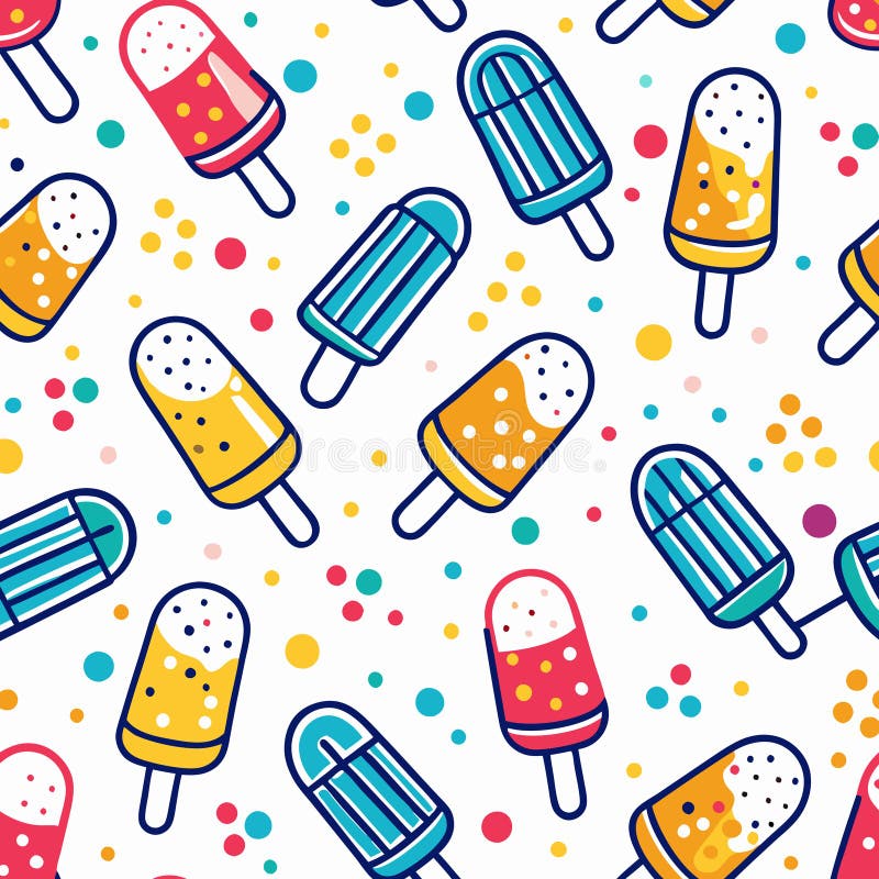 Colorful Popsicle Pattern Design with Dots Stock Vector - Illustration ...