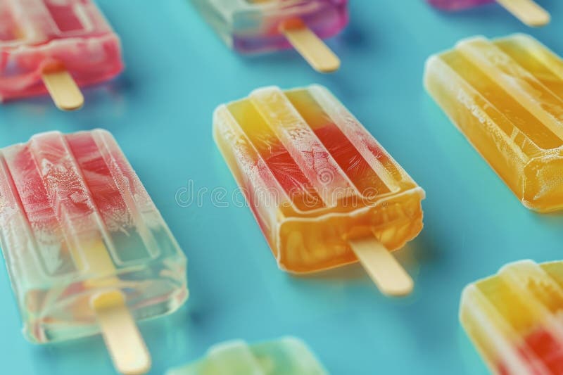 Colorful Popsicles Arranged on a Blue Tabletop. Great for Summer ...