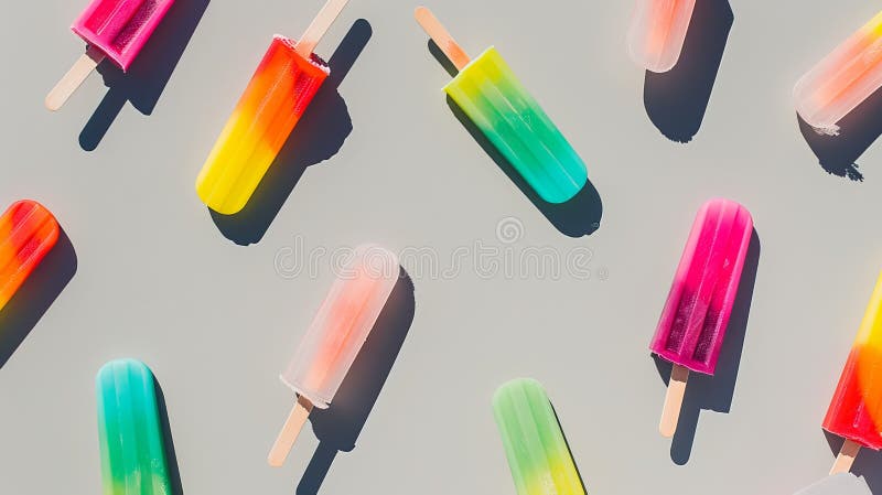 Colorful Popsicles Arranged on Light Background Stock Illustration ...