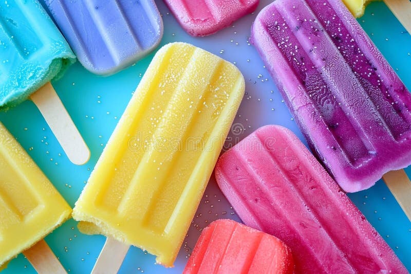 Colorful Popsicles on a Blue Background Stock Illustration ...