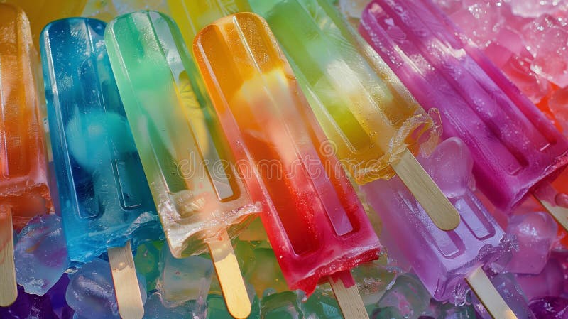 Colorful Fruit Popsicles on a Pastel Background Stock Photo - Image of ...