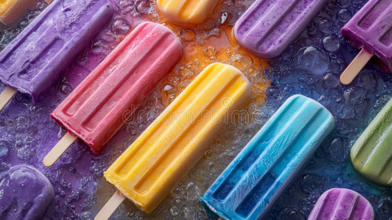 Colorful Popsicles on Ice stock illustration. Illustration of bright ...