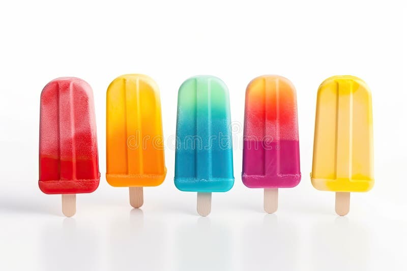 Colorful Popsicles of Multiple Flavors on Isolated on White Background ...