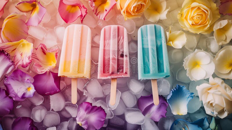 Colorful Popsicles with Petals Stock Image - Image of stylish, delicate ...