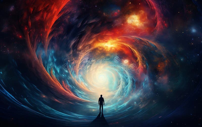 Colorful Portals of Imagination a Man Journey. Generative AI Stock ...