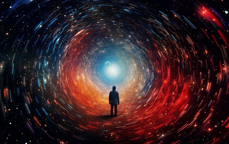 Colorful Portals of Imagination a Man Journey. Generative AI Stock ...