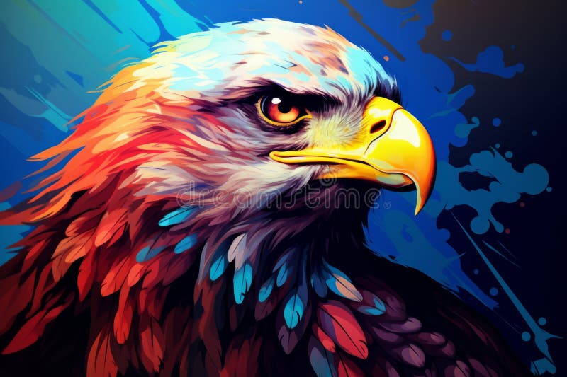 Colorful Portrait of an Eagle, Creative Illustration in Bright Colors ...