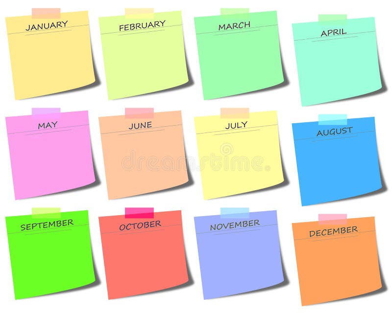 Colorful Post it - Calendar Stock Illustration - Illustration of winter ... Colorful Post it - Calendar Stock Illustration - Illustration of winter ...
