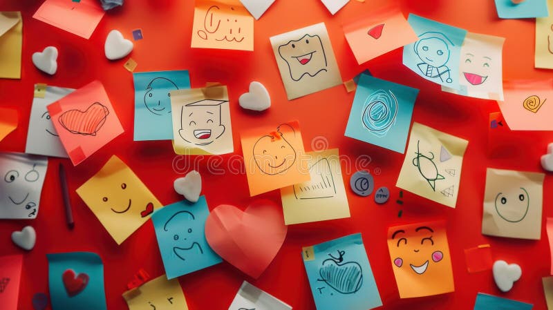 Colorful Post-it Note Doodles.AI Generated Image Stock Photo - Image of ...