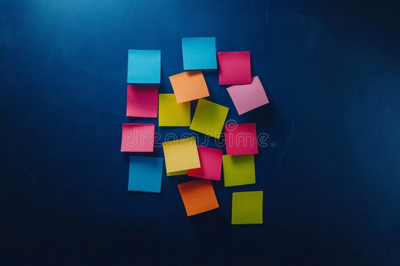 Colorful Post it Notes Arranged on a Wall a Minimalist Top Down ...