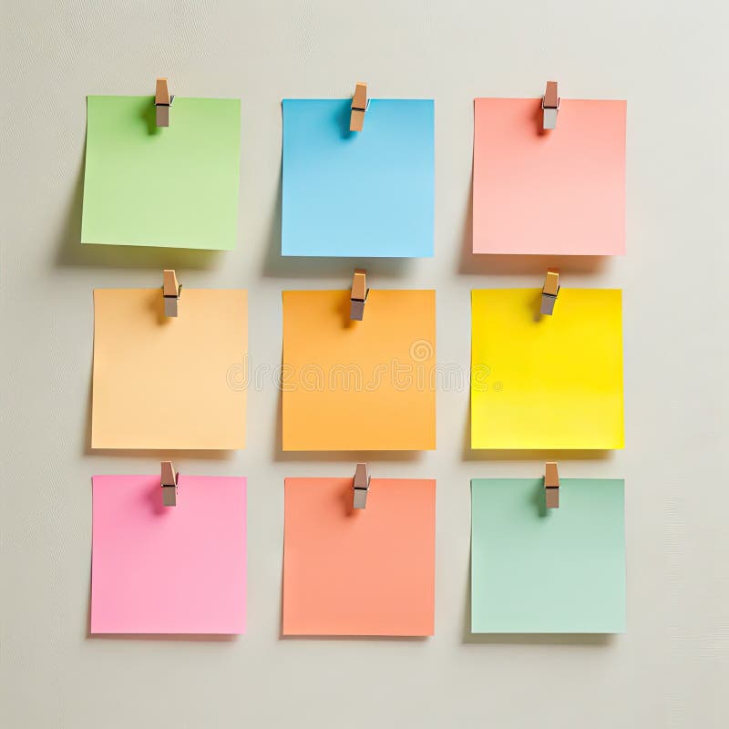 Colorful Post-it Notes Hanging on a Wall Stock Illustration ...