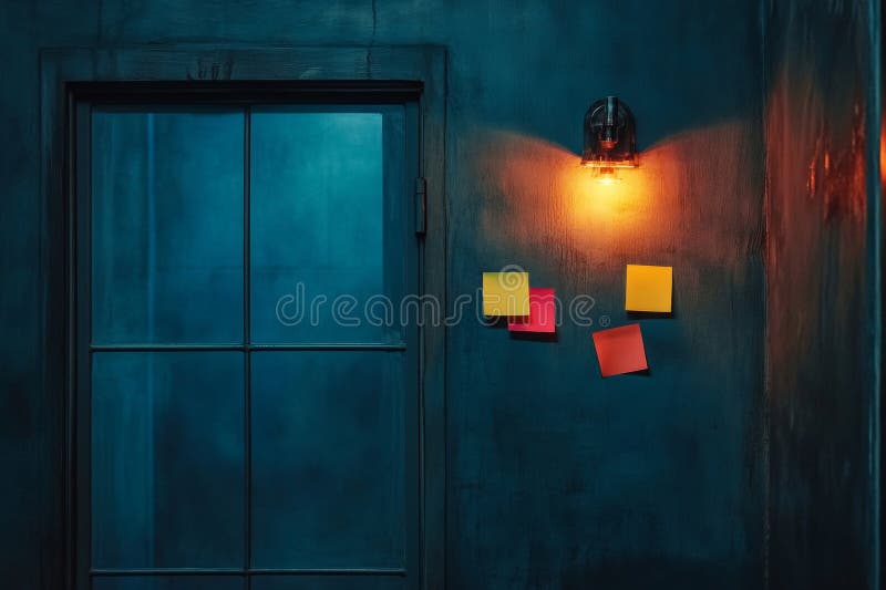 Colorful Post it Notes in Minimalist Style Against Dark Blue Background ...