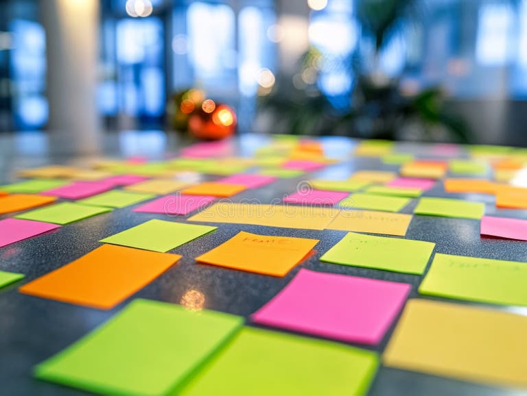 Colorful Post-it Notes on Table Stock Photo - Image of idea, planning ...