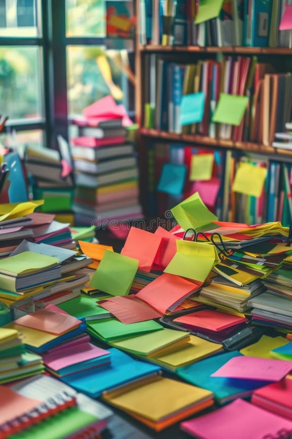 Colorful Post it Notes on a Table, Suitable for Office or Organization ...