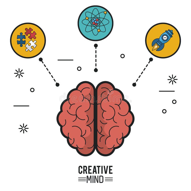 Colorful Poster of Creative Mind with the Brain Top View of Its Two ...