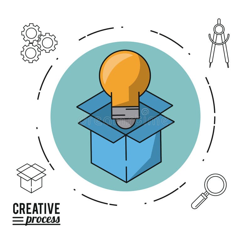 Colorful Poster Creative Process of Circle with Cardboard Box and Light ...