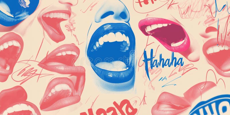 Colorful Poster Featuring Various Mouth Shapes and Expressions, Evoking ...