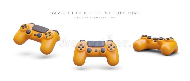 Colorful Poster with Game Pad in Different Positions. Realistic 3d Game ...