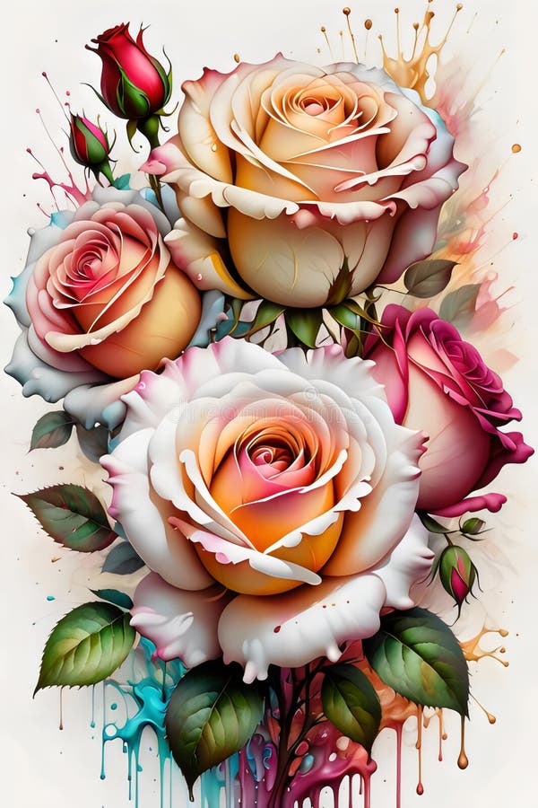 Colorful poster with roses stock illustration. Illustration of romance ...