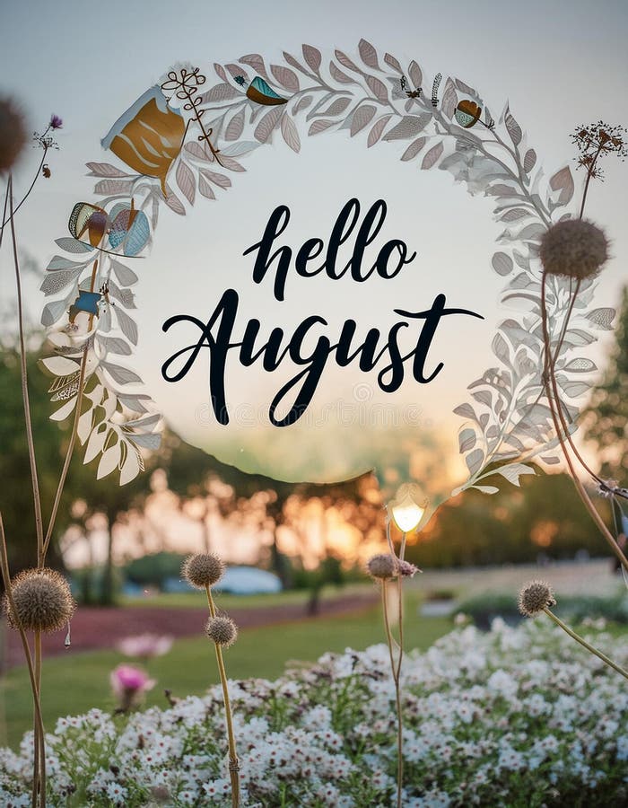 A Colorful Poster with the Words “Hello August” Stock Illustration ...