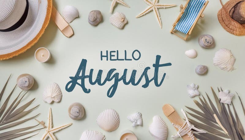 A Colorful Poster with the Words Hello August Stock Illustration ...