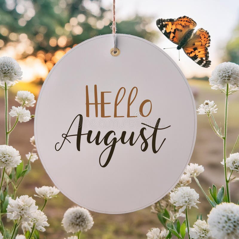 A Colorful Poster with the Words Hello August Stock Illustration ...