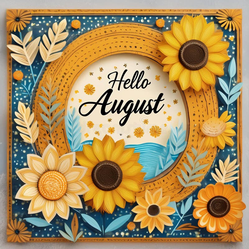 A Colorful Poster with the Words Hello August Stock Illustration ...
