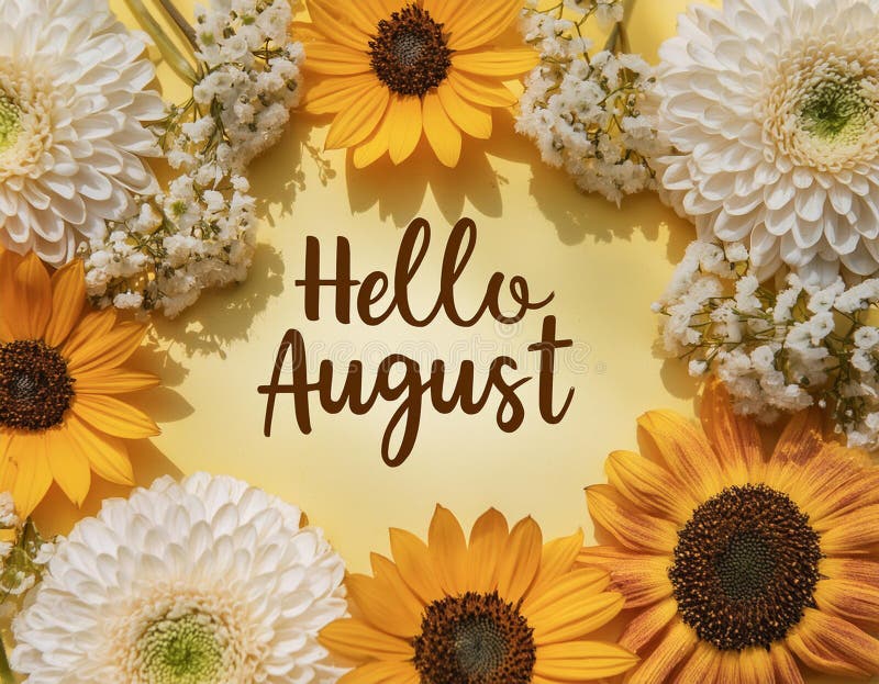 A Colorful Poster with the Words Hello August Stock Illustration ...