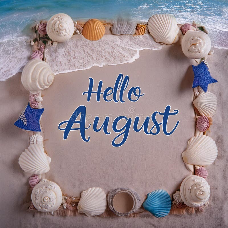 A Colorful Poster with the Words Hello August Stock Illustration ...