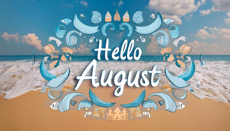 A Colorful Poster with the Words Hello August Stock Illustration ...
