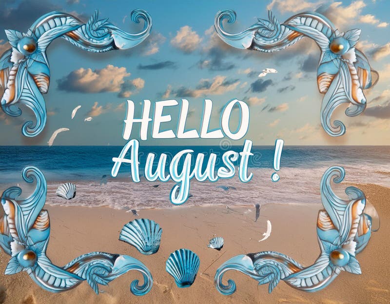 A Colorful Poster with the Words Hello August Stock Illustration ...