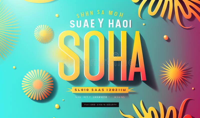 A Colorful Poster with the Words Soha Written in Bright Colors Stock ...