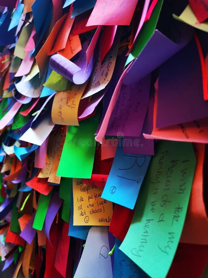 Colorful Posts Stick Notes with Messages on the Wall Editorial ...