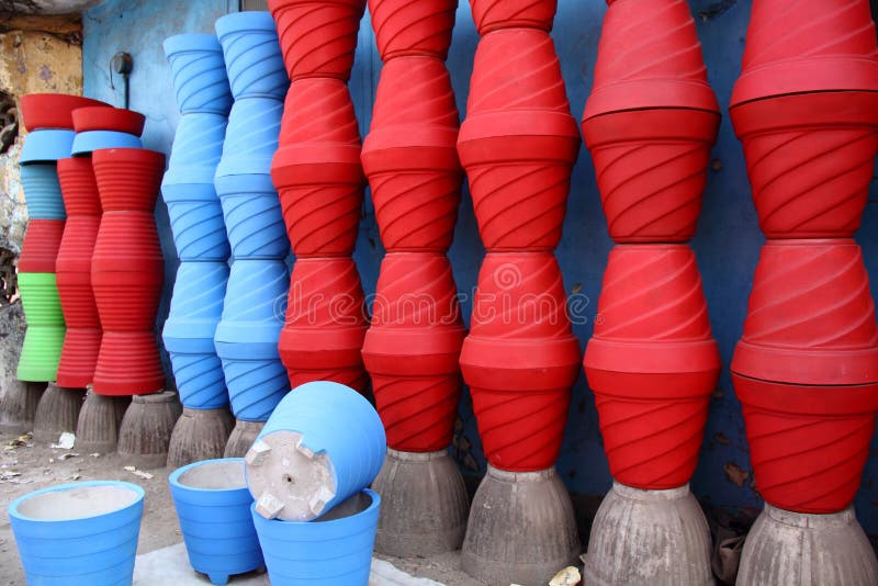 Colorful Pot for plants stock photo. Image of frame, handmade - 50500048